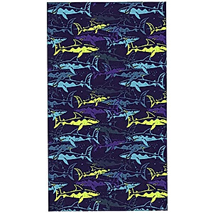 Shark Hand Face Towels Blue Microfiber Towels Soft Bath Towel Absorbent Hand Towels Multipurpose for Bathroom Hotel Gym and Spa Towel 15.7x27.5 Inch