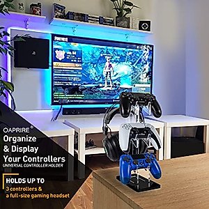 OAPRIRE Universal 3 Tier Controller Holder and Headset Stand for PS4 PS5 Xbox ONE Switch, Controller Stand Gaming Accessories, Build Your Game Fortresses (Black)