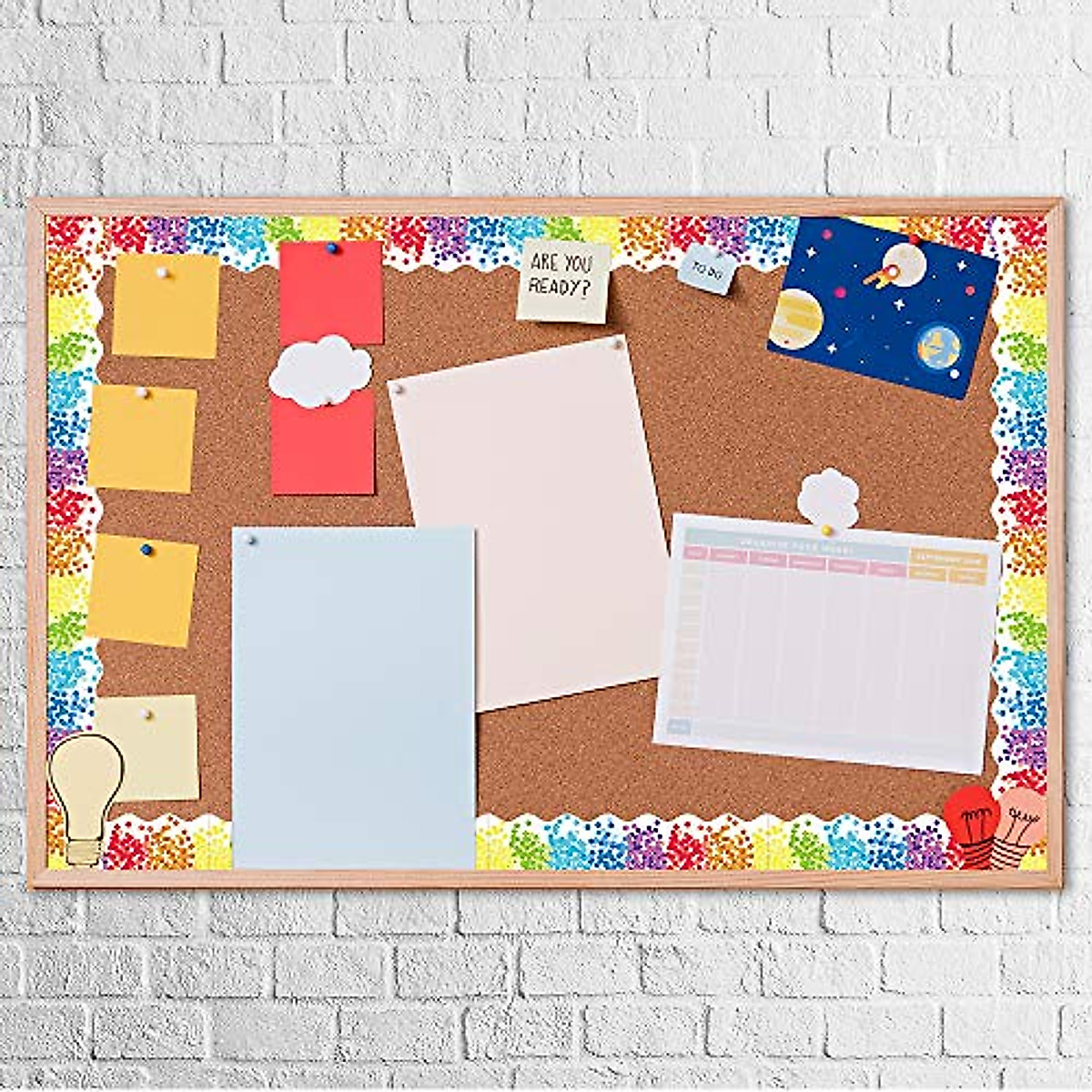 Rainbow Confetti Border Trim, Bulletin Borders Stickers, 66 ft Back to School Decoration Borders for Bulletin Board/Black Board Trim, Teacher Student Use for Classroom School Decoration