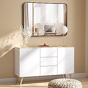 ZenStyle Black Metal Framed Rectangular Wall Mirror 24" x 36" Bathroom Mirror with Peaked Trim for Entryways, Living Rooms, Bathrooms