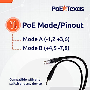 PoE Texas 802.3af Power Over Ethernet PoE Splitter with 5 Volts 10 Watts Output - for 5V Non-PoE Security Camera and Devices Like Foscam, Sonoff, Tablet, USB, Dropcam, Raspberry Pi and Others