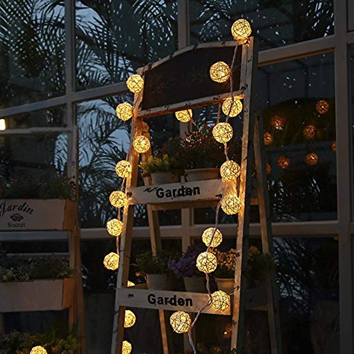 Globe Rattan Ball String Lights, Goodia 13.8feet 40 LED Warm White Fairy Light for Indoor,Bedroom,Curtain,Patio,Lawn,Landscape,Fairy Garden,Home,Wedding,Holiday,Christmas Tree,Party