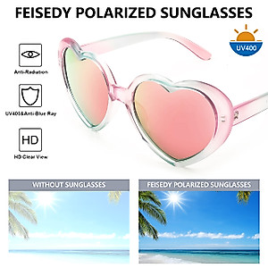 FEISEDY Polarized Heart Shaped Sunglasses Oversized Vintage Fashion Love Eyeglasses for Women UV400 B2337
