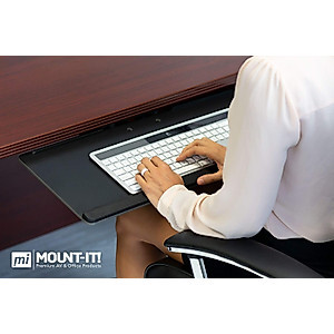 Mount-It! Under Desk Computer Keyboard and Mouse Tray, Ergonomic Keyboard Drawer with Gel Wrist Pad, Black