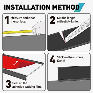 FCSOTSPS Baseboard Trim, 20 Feet *4 Inch Peel and Stick Flexible Baseboard Molding Trim, Self-Adhesive Vinyl Baseboard Cove Base, Base Boards for Walls with 1 PCS Utility Knife (Black)