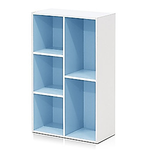 Furinno 7-Cube Reversible Open Shelf, White/Pink 11048WH/PI & 5-Cube Reversible Open Shelf, White/Light Blue 11069WH/LBL