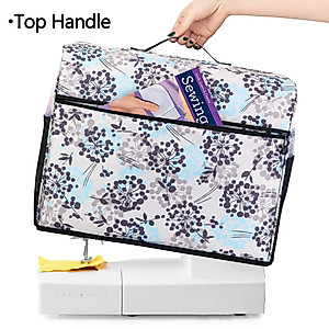 CURMIO Sewing Machine Cover with Pockets, Dust Cover Compatible with Most Standard Singer and Brother Sewing Machine, Dandelion (Patented Design)