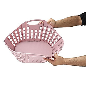Mind Reader Collapsible Laundry Basket 38 Liter/10 Gallon, Ventilated Plastic Hamper, Compact Clothes Basket, Pink