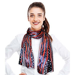 CBC Crown Patriotic USA Flag American Flag Star Scarf Fashion Novelty Scarves 13"x 60" or 35" x 35" (STRIPE - NAVY)