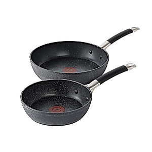 T-Fal Stone Force Platinum Non Stick Fry Pan Set 2 Piece, 8 inch and 10.5 inch, Oven Broiler Safe 400°F, Cooking Frying Pans, Kitchen Skillets, Pots and Pans Set Nonstick, Dishwasher Safe, Black
