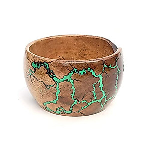 Rosewood Epoxy Resin Yarn Bowl for Multilple Uses - Lichtenberg Figure Yarn Bowl for Knitting and Crochet Holder/Yarn Storage Bowl (7"x4") (Green)