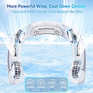 Neck Fan - Portable Neck Fans That Blow Cold Air Rechargeable, 7000mAh Cooling Personal Around the Neck Fan with 360° Airflow & LED Display for Hot Flashes, Ball Games, Disneyland
