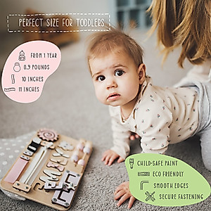 Name Puzzle Busy Board Custom Personalized Baby Gift Wooden Montessori Toys Learning Sensory Board Toddler Toys Fidget Zipper Buckle Plane Car Travel Boy Girl Latches Autistic Education Engaging Child