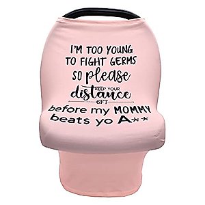 Petyoung Baby Nursing Cover Breastfeeding Scarf, Baby Car Seat Covers, Infant Stroller Cover, Carseat Canopy Keep Distance Sign for Girls and Boys