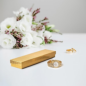 Prestige and Fancy Jewelry Gift Boxes, 20 Pack, 8 x 2 x 0.9 - Cotton Filled Cardboard Gift Box with Lids for Watches, Bracelets, Anklets, For Christmas, Party Favors, Jewelry Store (Gold)