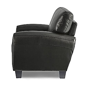 Pemberly Row Modern Faux Leather Loveseat for 2 People, Sofa Couch with High Back for Living Room, Black