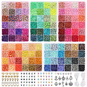 QUEFE 10160pcs, 120 Colors Clay Beads for Bracelet Making Kit, Flat Beads for Girls 8-12, Polymer Heishi Beads for Jewelry Kit, for Preppy, Crafts Gifts