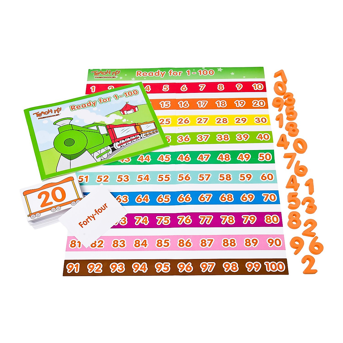 Teach My Preschooler Learning Kit: Screen-Free. Preschool Readiness. All-In-One Kit. Teach Reading, Printing, Numbers to 100, Early Math. 70+ pieces plus teaching guides and storage case. Age 3yrs+ , Green