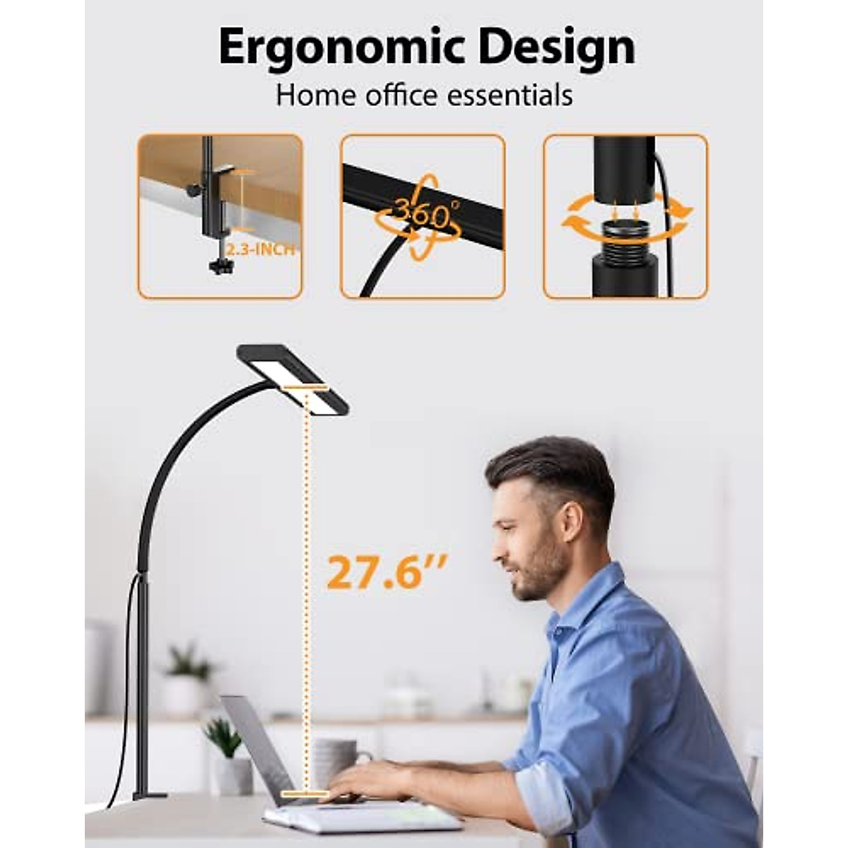 Desk Lamp, iFalarila Dimmable 160 LED Desk Light for Home Office [Updated Flexible Gooseneck & Metal Rod & I-Clamp] Book Light Clip on Table for Reading, Workbench, Drafting, Nail Tech, Sewing, Puzzle