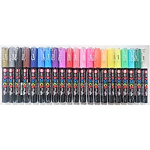 Uni Posca Paint Marker Pen, Extra Fine Point(PC-1M), 21 Colors Set with Original Vinyl Pen Case