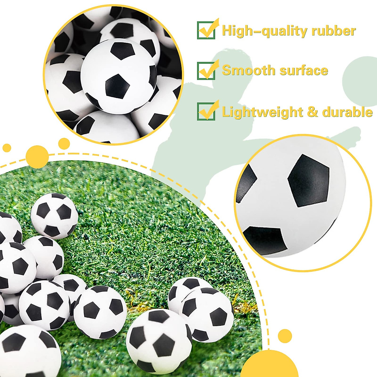 Xeehwb 30pcs Bouncy Balls,Soccer Bouncing Balls,Sports Rubber Bounce Balls,High Bouncing Soccer Balls for Stress Relief,Party Favors,Ball Games,Classroom Prizes,Stocking Stuffers(27mm)