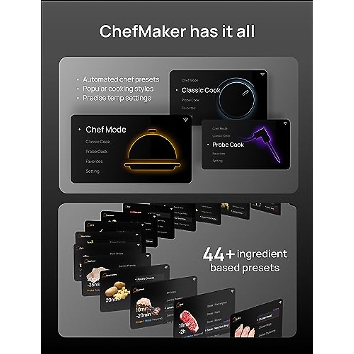 Dreo ChefMaker Combi Fryer, Cook like a pro with just the press of a button, Smart Air Fryer Cooker with Cook probe, Water Atomizer, 3 professional cooking modes, 6 QT