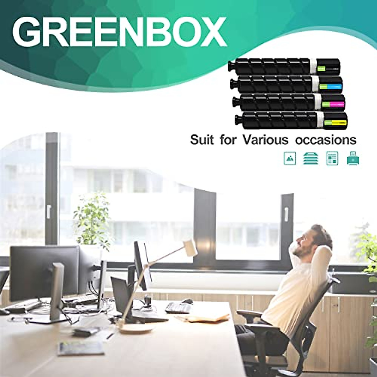 GREENBOX Remanufactured GPR51 High Yield Toner Cartridge Replacement for GPR-51 GPR51 8516B003AA 8517B003AA 8518B003AA 8519B003AA for ImageRunner Advance C250 C250if C350 C350if Printer (4Pack)