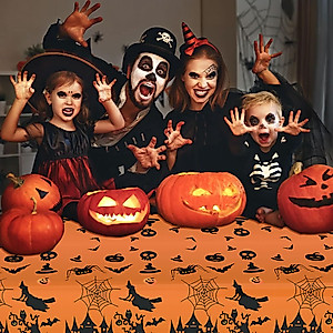 Halloween Tablecloth, 2 Pcs Plastic Tablecloth for Halloween, Rectangle Disposable Table Cover, Waterproof Tablecover for Halloween Party Decoration Outdoor Dinner Kitchen Home Decor 54 x 108 inches