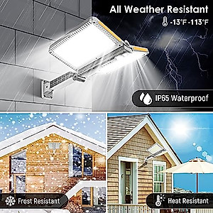 ropelux Solar Outdoor Lights, Motion Sensor Outdoor Lights Double Big Solar Panels, IP65 Waterproof and 5 Modes, 218LEDs High Brightness Wider Illuminated Area Flood Lights for Street