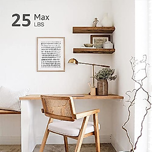 QEEIG Floating Shelves Wall Shelf 24 inches Long Farmhouse Bathroom Decor Bedroom Kitchen Living Room Wall Mounted 24 x 9 inch Set of 2, Rustic Brown (008-60BN)