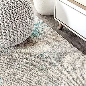 JONATHAN Y CTP104A-5 Contemporary POP Modern Abstract Vintage Indoor Area -Rug, Transitional, Bohemian Easy -Cleaning,Bedroom,Kitchen,Living Room,Non Shedding, Cream/Blue, 5 X 8