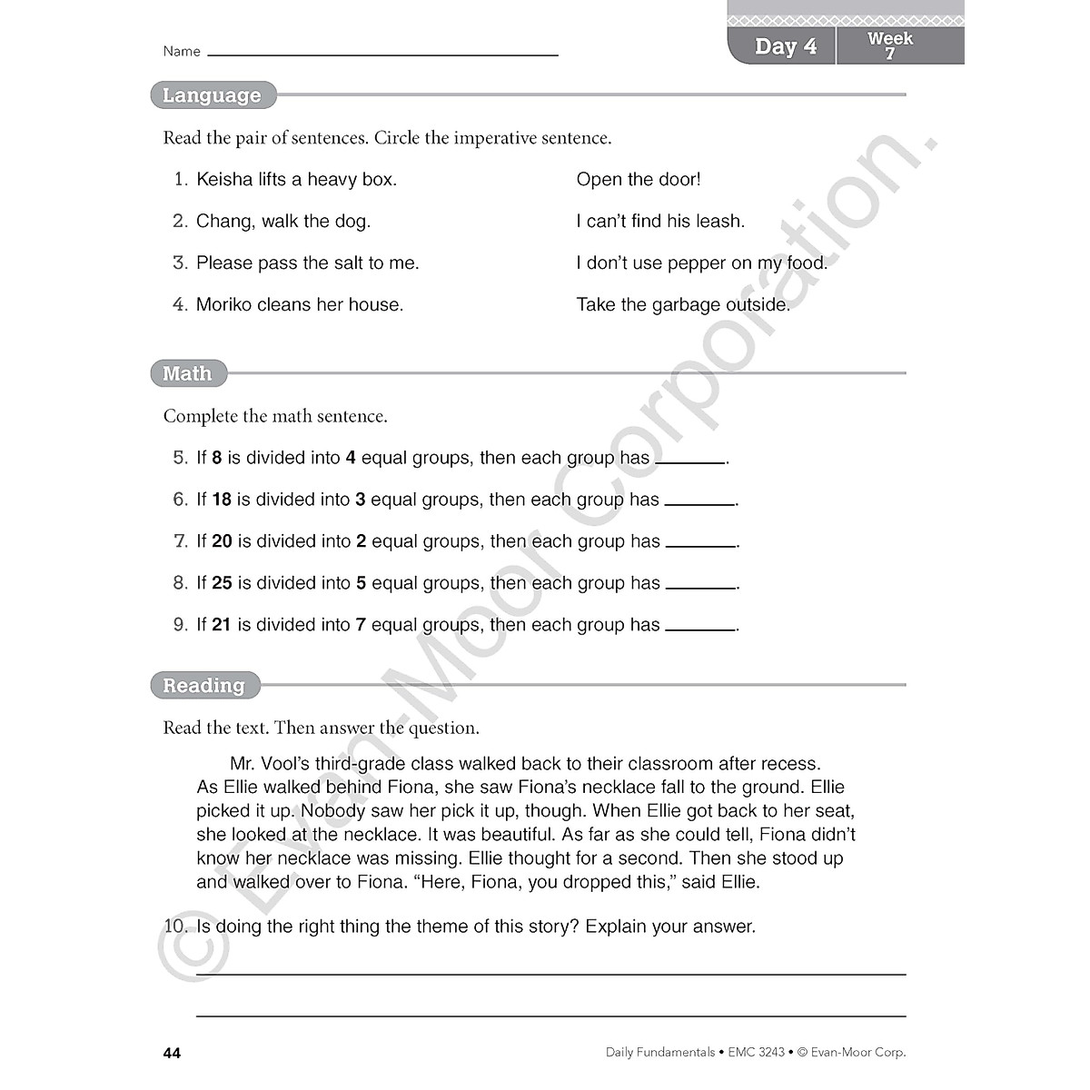 Evan-Moor Daily Fundamentals, Grade 3