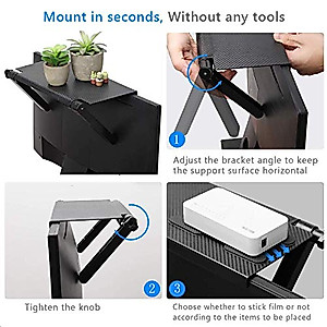 AHIER 13 Inch Cable Box Shelf for Wall Mounted TV, TV Top Shelf Mount on Desktop Computer Monitor to Hold Cable Boxes, Media Boxes, Game Console Black