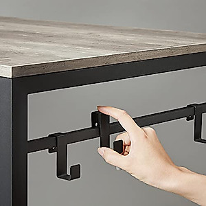 VASAGLE ALINRU Computer Desk, Office Desk with 8 Hooks, for Study, Home Office, Easy Assembly, Industrial Design, 47.2 x 23.6 x 29.5 Inches, Greige and Black ULWD058B02