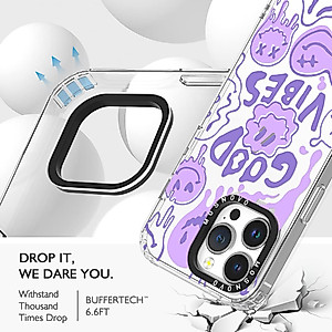 MOSNOVO Case for iPhone 14 Pro Max, [Buffertech 6.6ft Military-Grade Drop Protection] [Anti Peel Off Tech] Clear TPU Bumper Phone Case Cover Design - Good Vibes