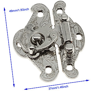 1 Pcs Antique Hasp Latch and 2 Pcs Butterfly-Shape Hinges Decorative Lock Buckle with Matching Screws[FDXGYH,Silver]