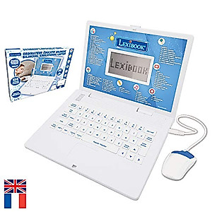 LEXiBOOK JC598i1_01 Educational and Bilingual Laptop French/English-Toy for Children with 124 Activities to Learn Mathematics, Dactylography, Logic, Clock Reading, Play Games and Music