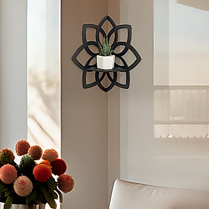 ＫＬＫＣＭＳ Flower Shape Corner Shelf,Wall Corner Shelf, Home Decoration Rack, Flower Shape Storage Rack, Wood Floating Shelves