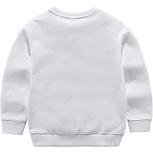 PTPUKE Unisex Kids Cotton Crewneck Long Sleeve Thin Sweatshirt 1-8Years T-Shirts White