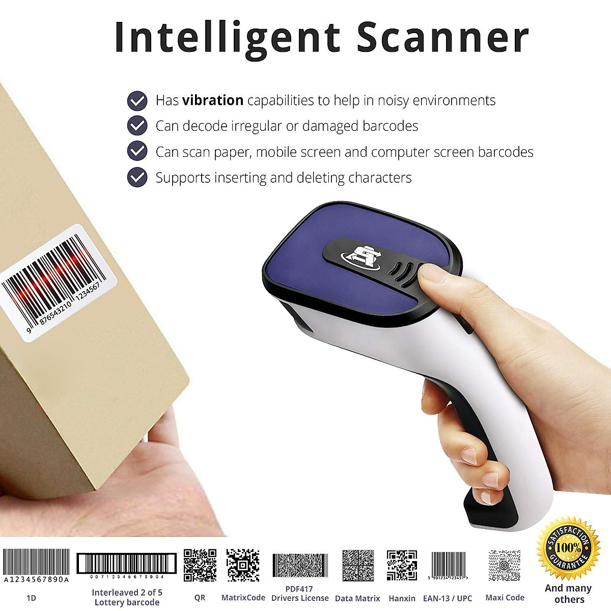 ScanAvenger Portable Wireless Bluetooth Barcode Scanner: 3-in-1 Hand Scanners - Cordless, Rechargeable 1D and 2D Scan Gun for Inventory Management - Wireless, Handheld, USB Bar Code/QR Code Reader
