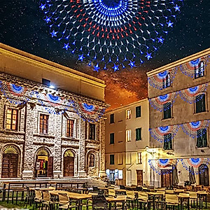 Qulist July 4th American Flag Lights, 250 LED Waterproof Half Fan Flag Light for Yard Garden Decoration,Festival,Holiday,4th of July Independence Day Party Decorations