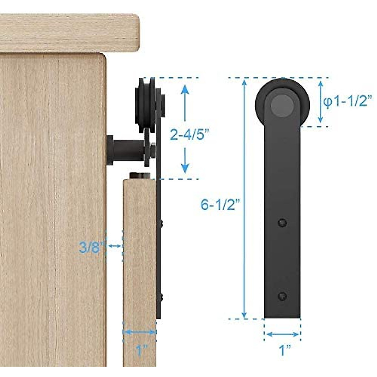 ZEKOO 5FT Super Mini Sliding Barn Door Hardware Kit for Single Door Cabinet, Small Barn Door Hardware Track Kit for TV Stand, Cupboards, Storage Cabinets, Wardrobes, I Shape Hanger (No Cabinet)