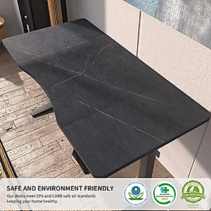 Monomi Height Adjustable Electric Standing Desk, 55 x 28 Inches Stand up Desk, Sit Stand Home Office Computer Desk(Black Frame+Marble Black Top)