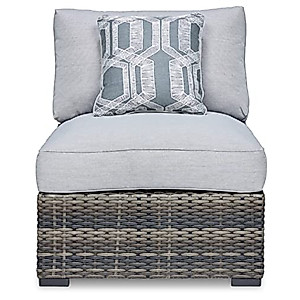 Signature Design by Ashley Harbor Court Outdoor Armless Chair with Cushion, 2 Count, Gray