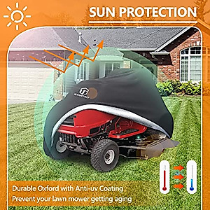 STARTWO Lawn Mower Cover, Heavy Duty Waterproof Riding Lawn Mower Cover, Fits Decks up to 54" Tractor Cover with Drawstring and Storage Bag, All Weather Protection, Rip Resistant Fade Resistant, Black