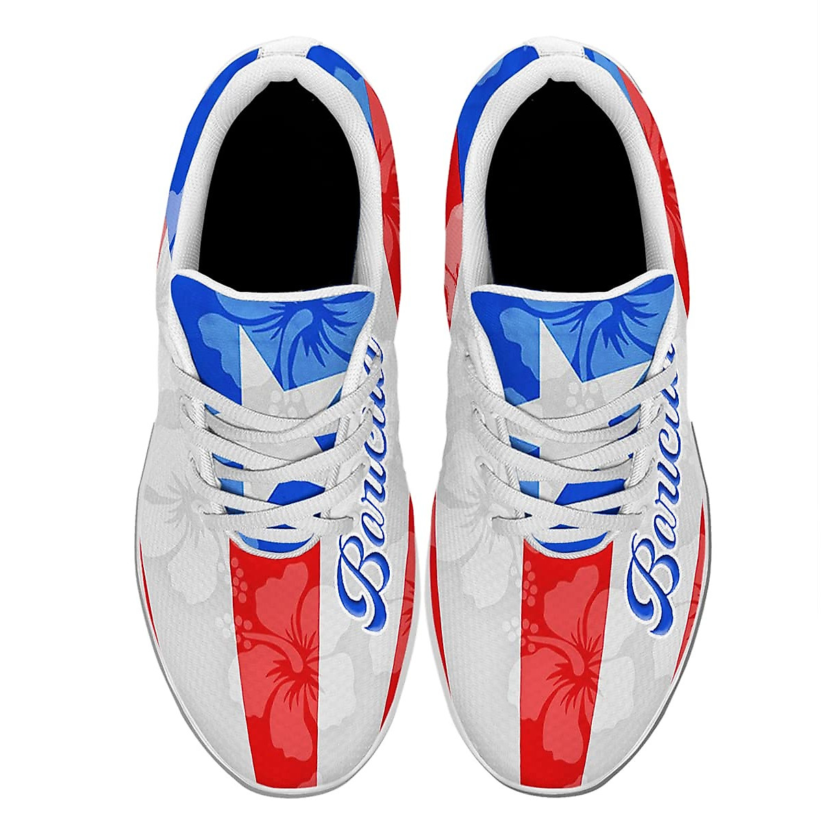 Puerto Rico Flag Shoes Men Women Puerto Rico Sneakers Breathable Running Sport Tennis Shoes 100% Boricua Gift White Size 11