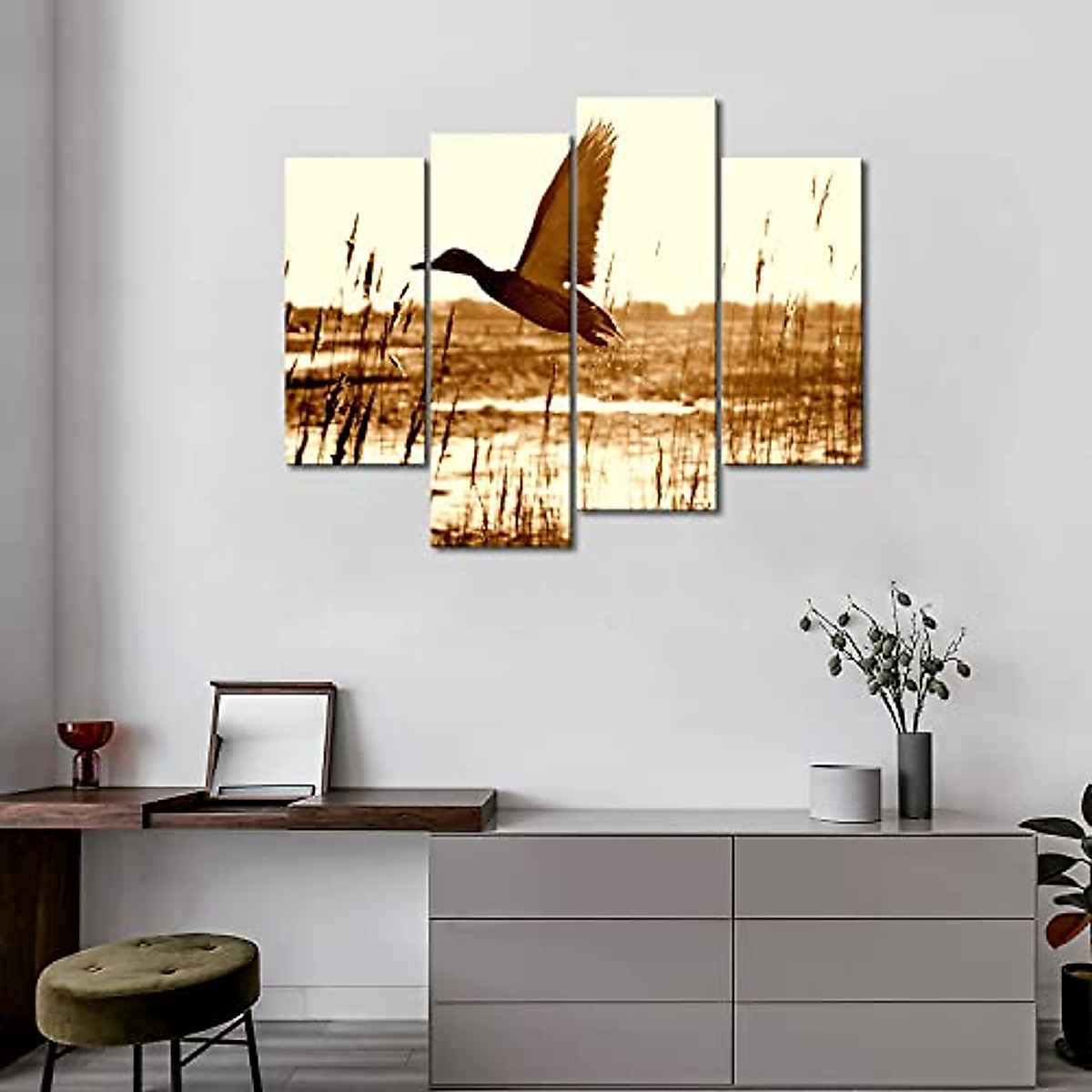 Brown Duck Fly Upon River Wall Art Painting Pictures Print On Canvas Animal The Picture for Home Modern Decoration