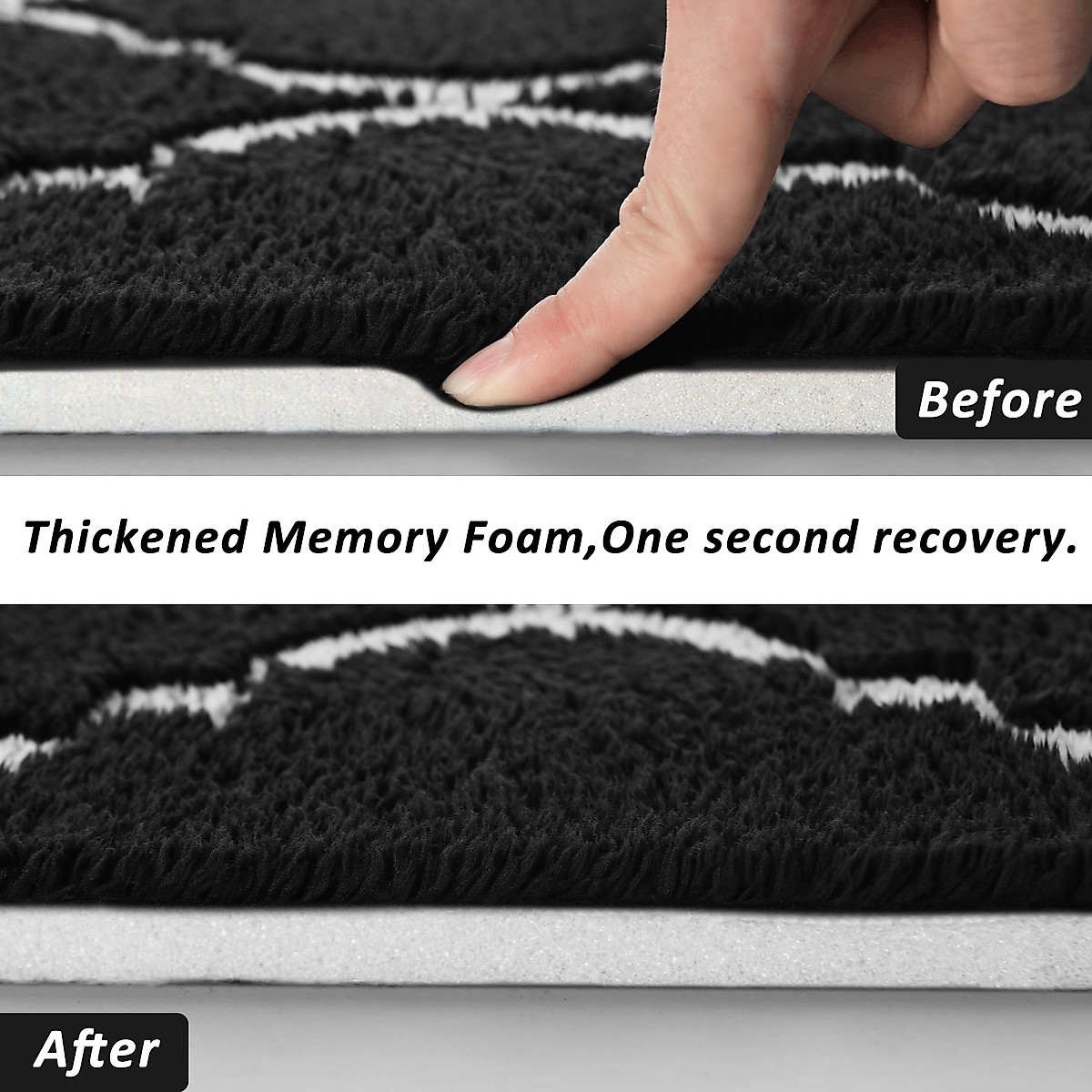 QXKAKA Ultra Soft Shag 5x8 Rug Modern Geometric Area Rug for Living Room Bedroom, Large Indoor Floor Carpet for Teens Girls Kids Nursery Home Decor, Black