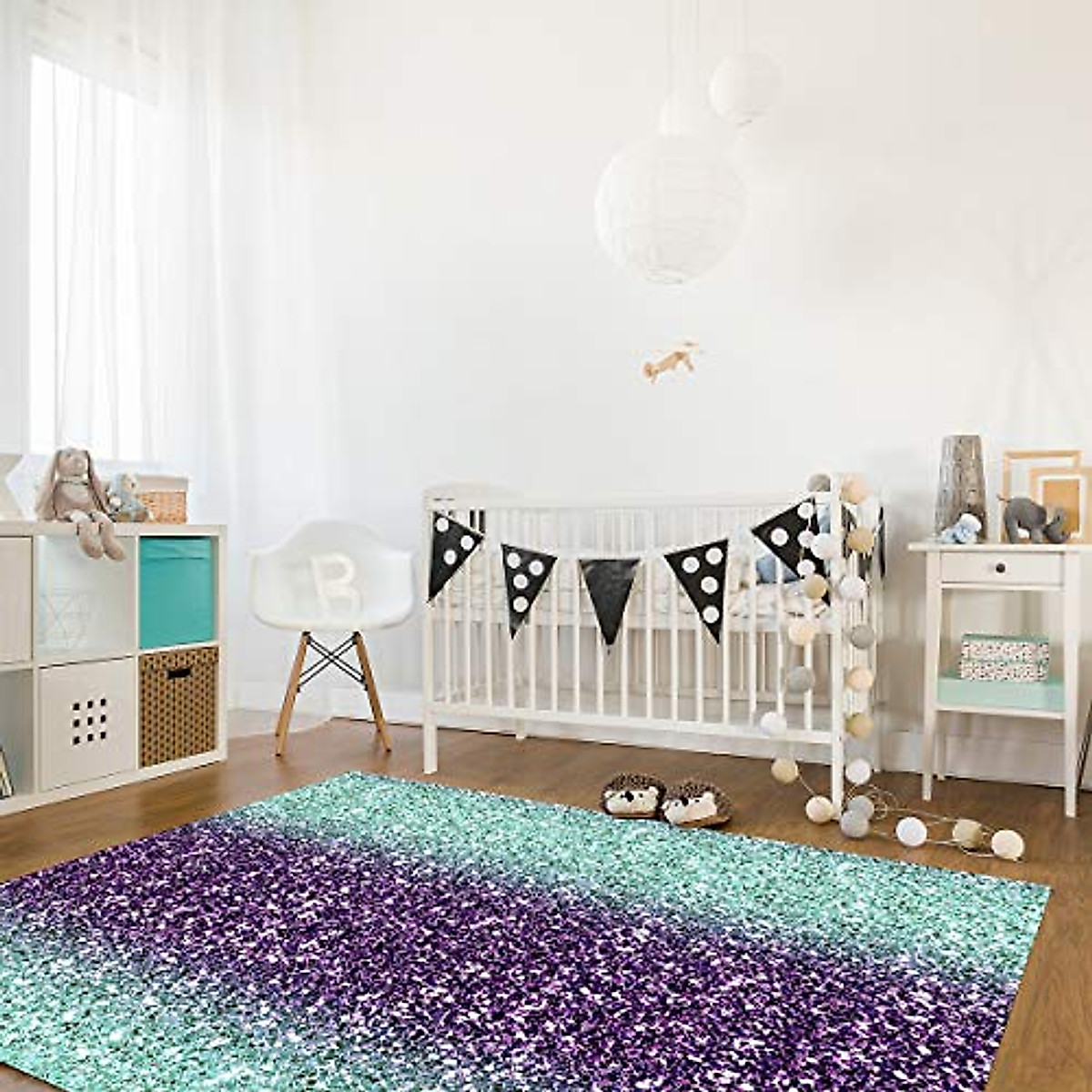 Fantasy Staring Non-Slip Area Rugs Room Mat- Purple and Teal Marble Home Decor Floor Carpet for High Traffic Areas Modern Rug Kitchen Mats Living Room Pads, 2'x3'