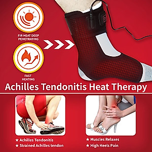 CREATRILL Heated Achilles Tendonitis/Plantar Fasciitis Foot Ankle Wrap With 3 Level Controller, Pad for moist heat Therapy, injuries Pain Relief for Sprains, Strains, Arthritis, Torn Tendons